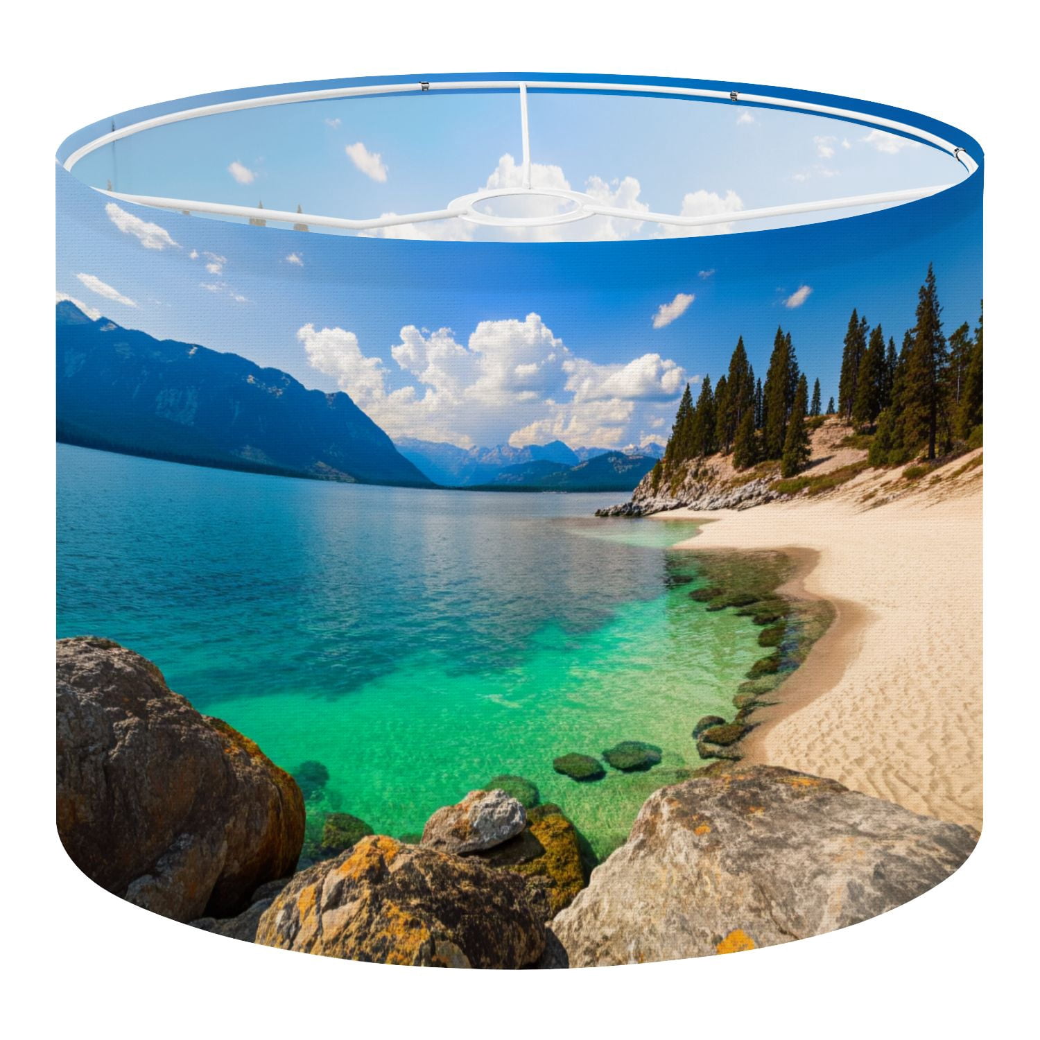 Linen Drum Lampshades Lake Tahoe Landscape Crystal Clear Waters ...