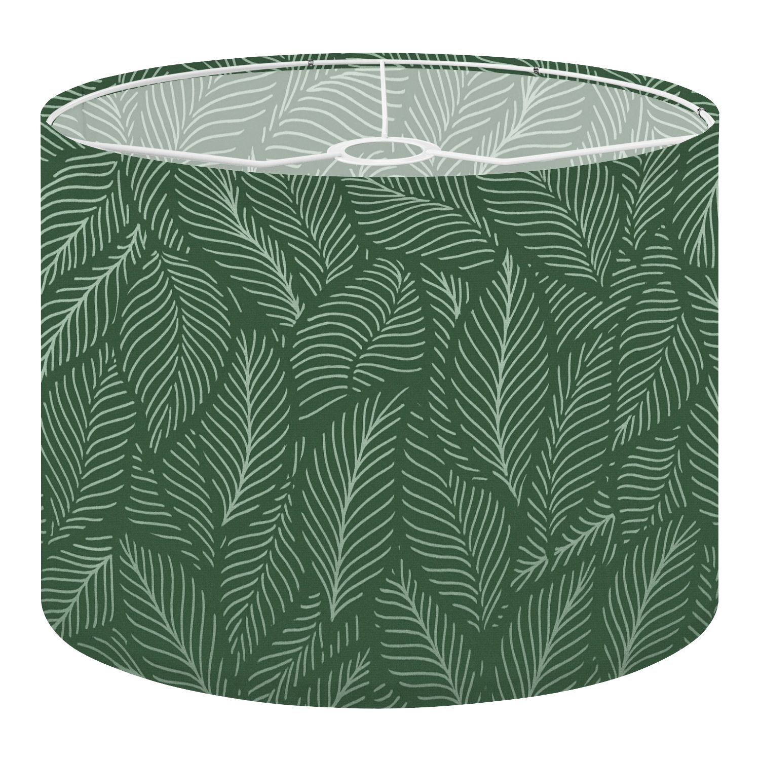Linen Drum Lampshades Luxury Nature green Floral Golden split leaf ...