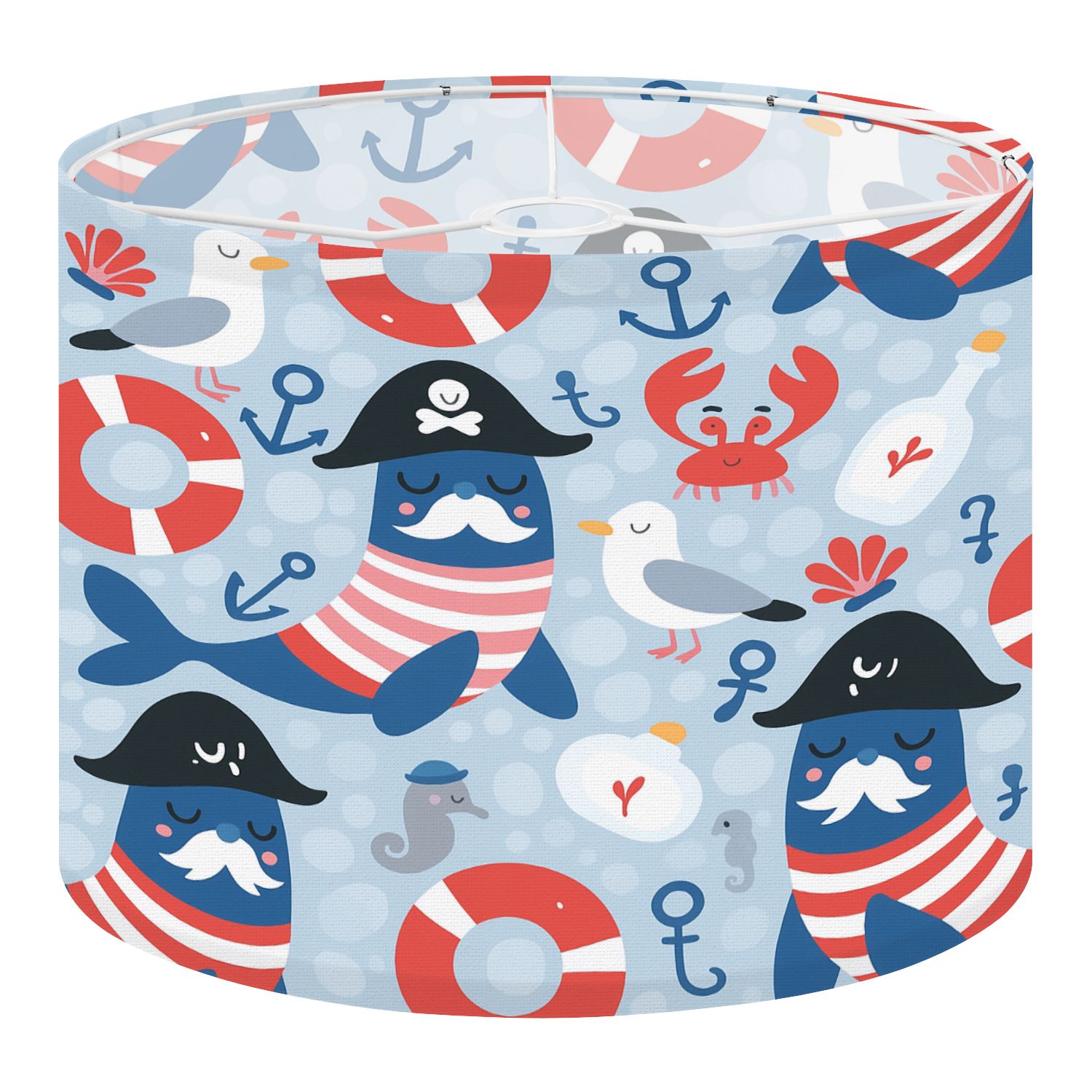 Linen Drum Lampshades Marine cute nautical animals pirates sailors ...