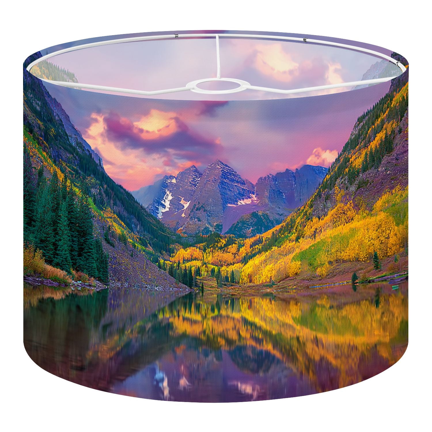 Linen Drum Lampshades Maroon Bells autumn aspen trees lake reflections ...