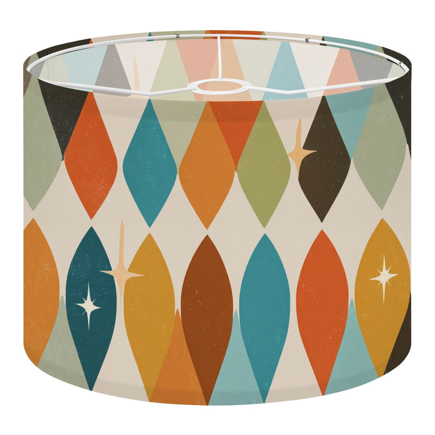 Linen Drum Lampshades Mid century modern atomic age teal orange Ideal ...