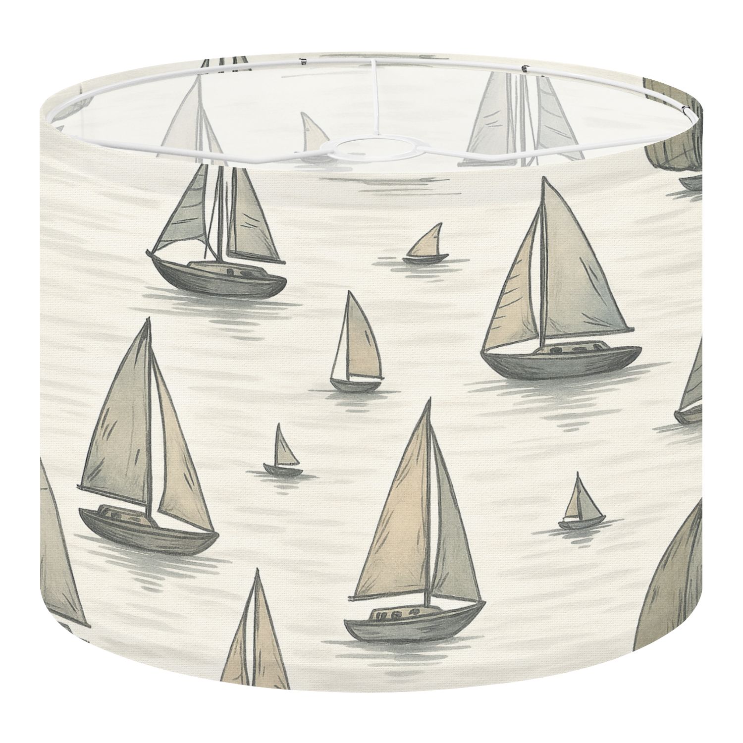 Linen Drum Lampshades Nautical print Sea sailing ships elegant Sea ...
