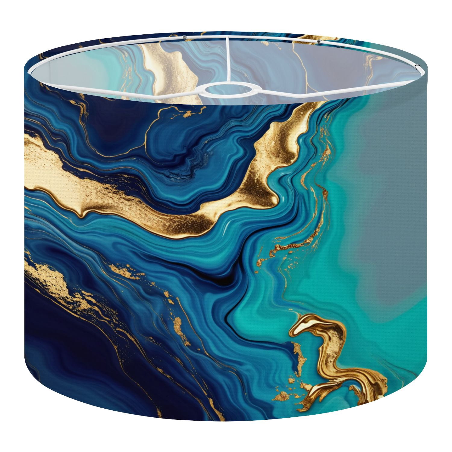 Linen Drum Lampshades Pastel cyan mint liquid marble watercolor gold ...