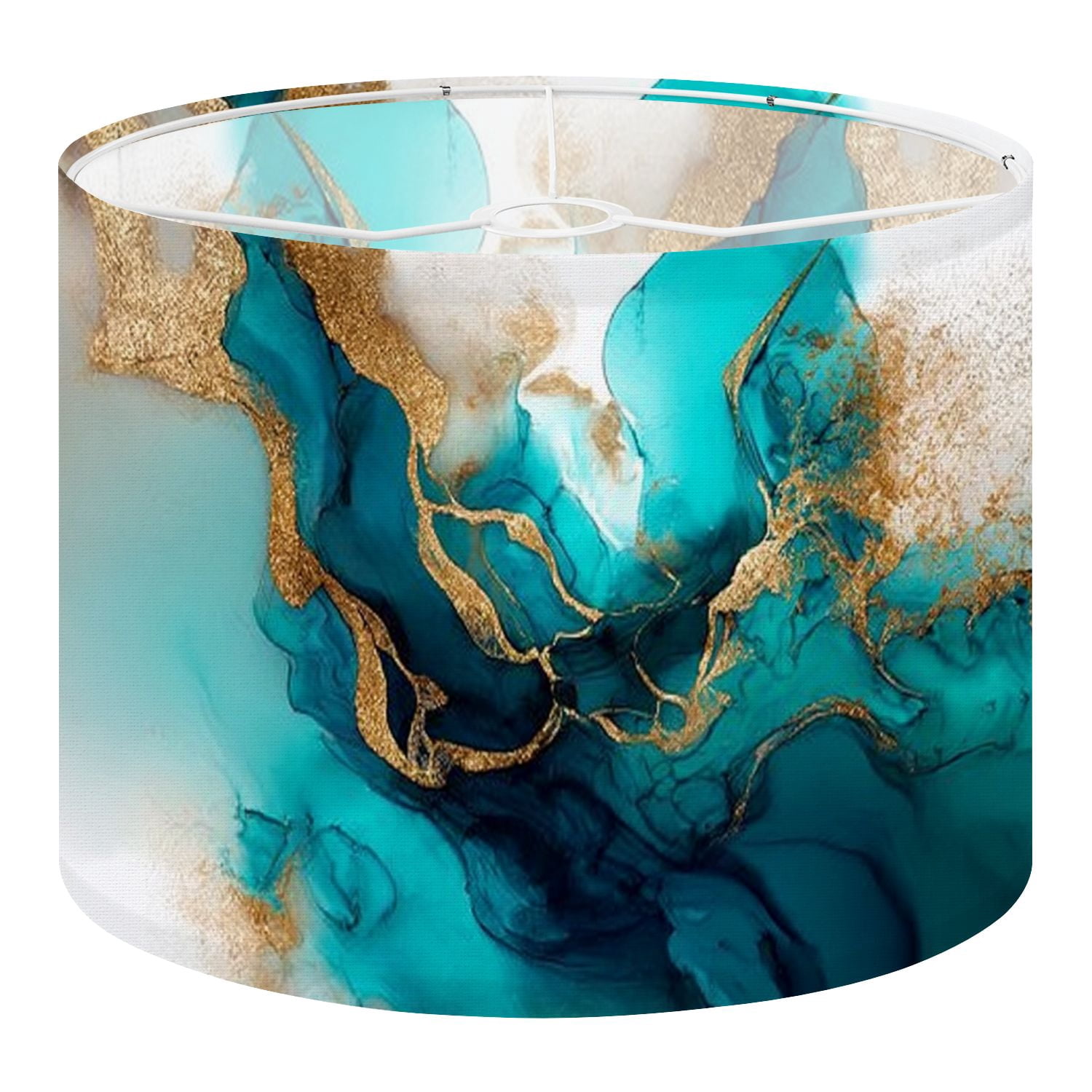 Linen Drum Lampshades Pastel cyan mint liquid marble watercolor gold ...