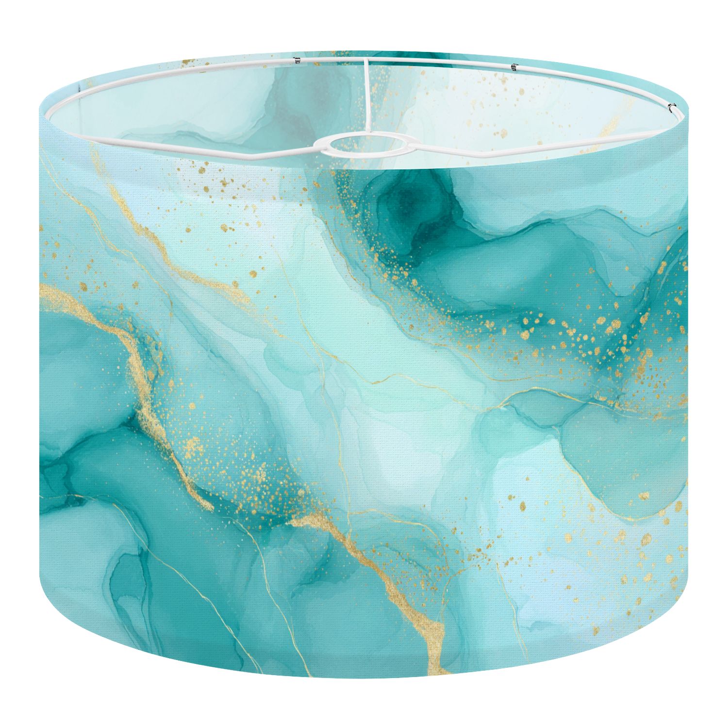 Linen Drum Lampshades Pastel cyan mint liquid marble watercolor wavy ...