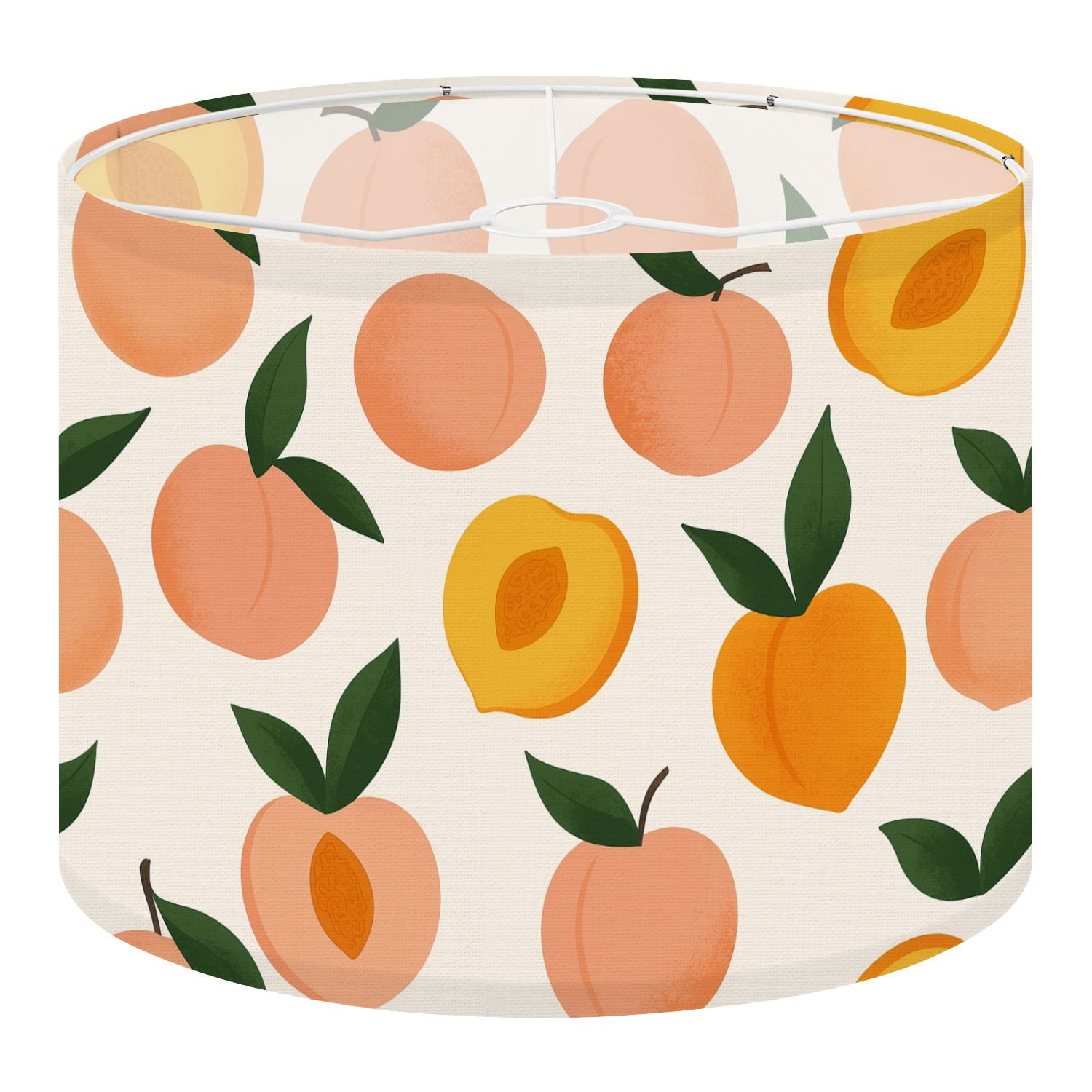 Linen Drum Lampshades Peach seamless Hand drawn fruit sliced pieces ...