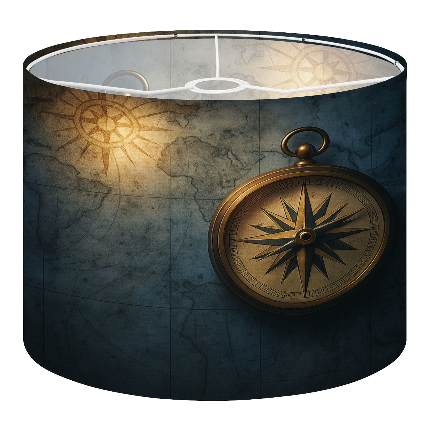 Linen Drum Lampshades Pirate nautical theme grunge Old sea compass ...