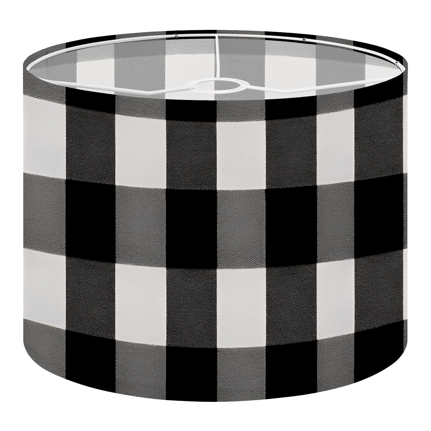 Linen Drum Lampshades Plain Black White Grey Gingham Scott Tartan Plaid ...