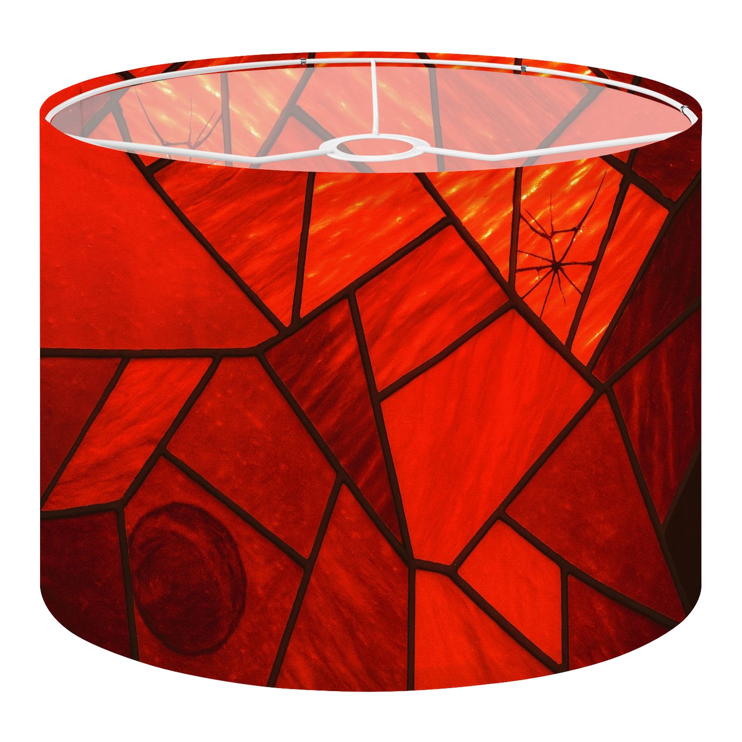 Linen Drum Lampshades Red Stained Glass 13"x13"x10" Light Shade for ...