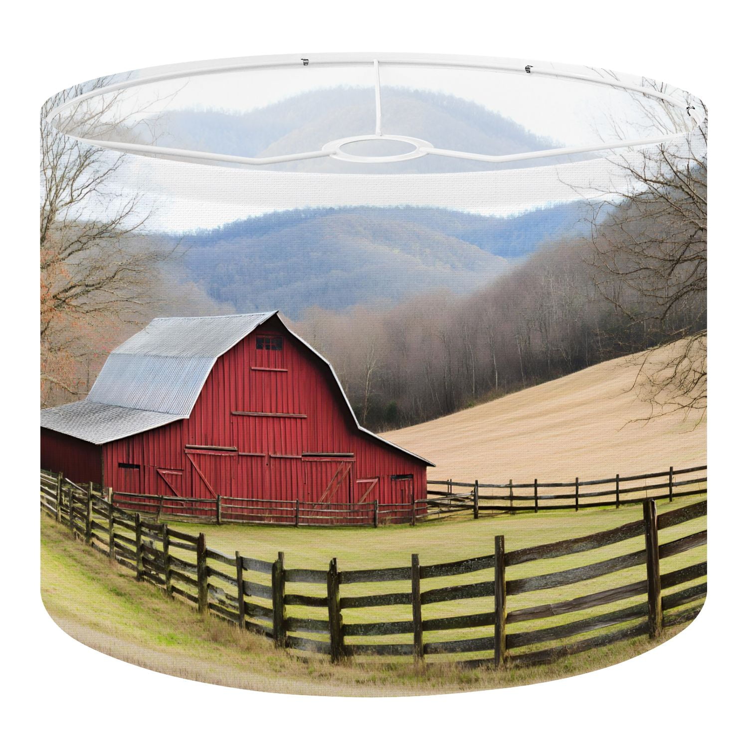 Linen Drum Lampshades Rustic Farmhouse Vintage Barn Country Field ...