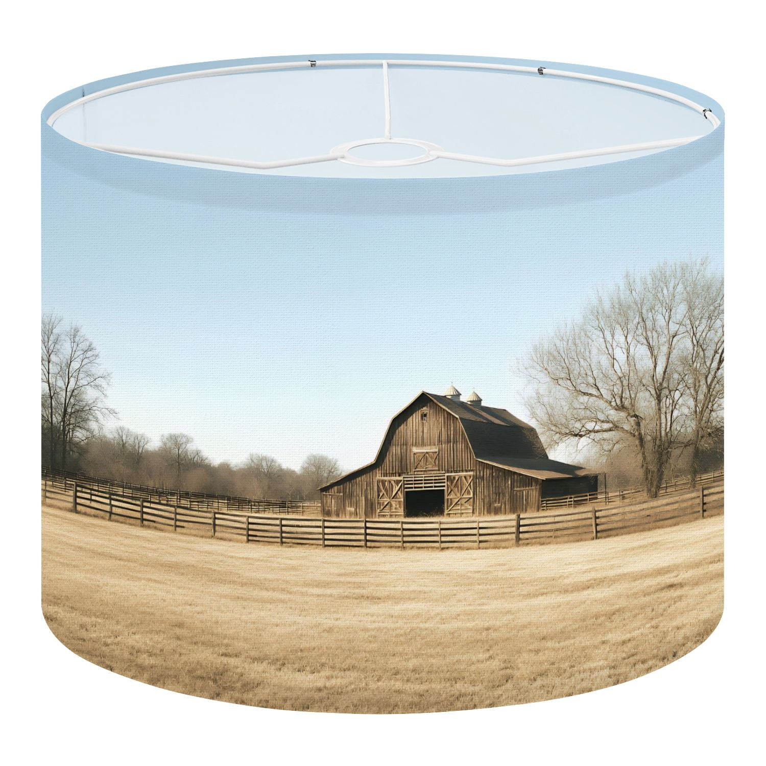 Linen Drum Lampshades Rustic Farmhouse Vintage Barn Country Field ...