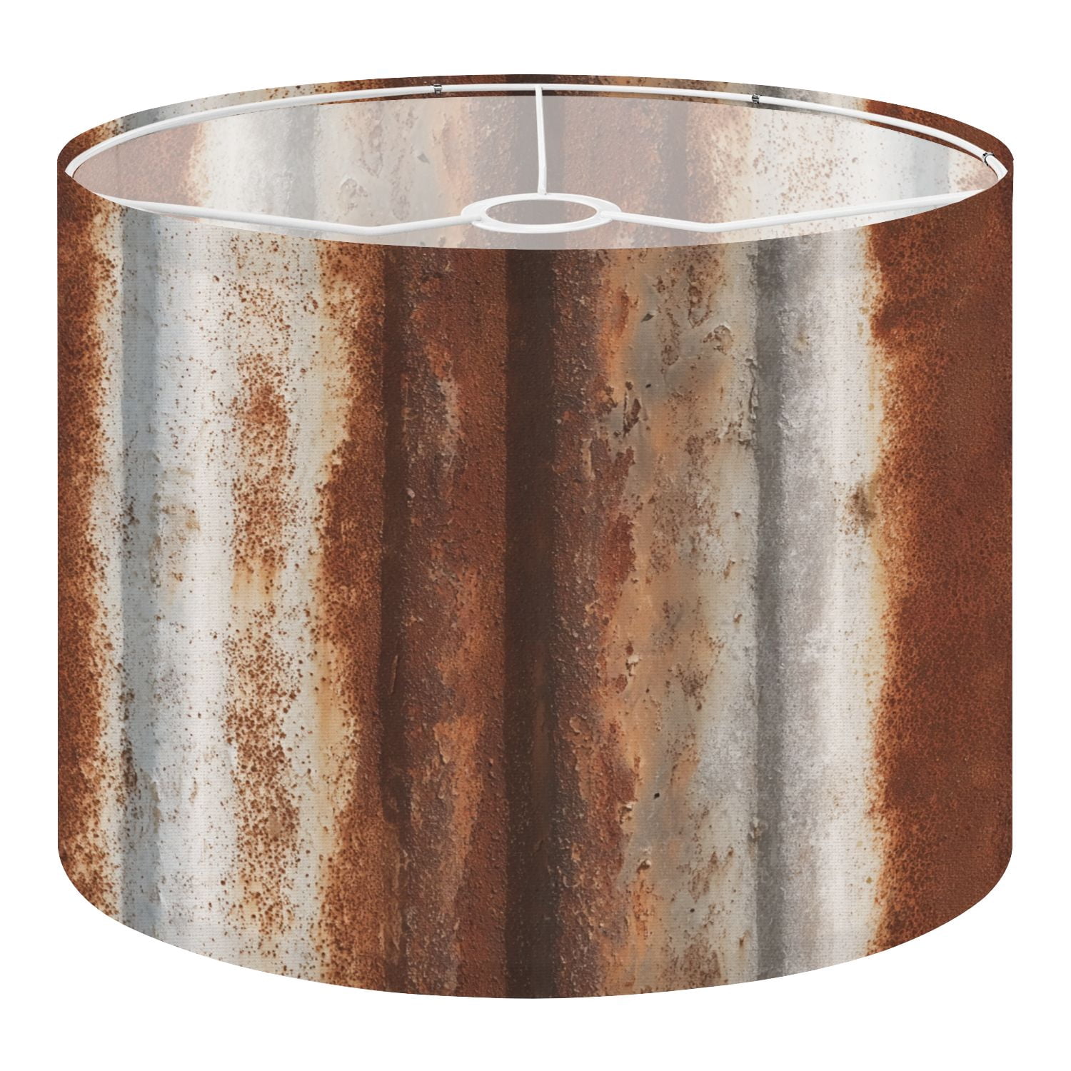 Linen Drum Lampshades Rustic Industrial Metal Wall Textured Patina ...