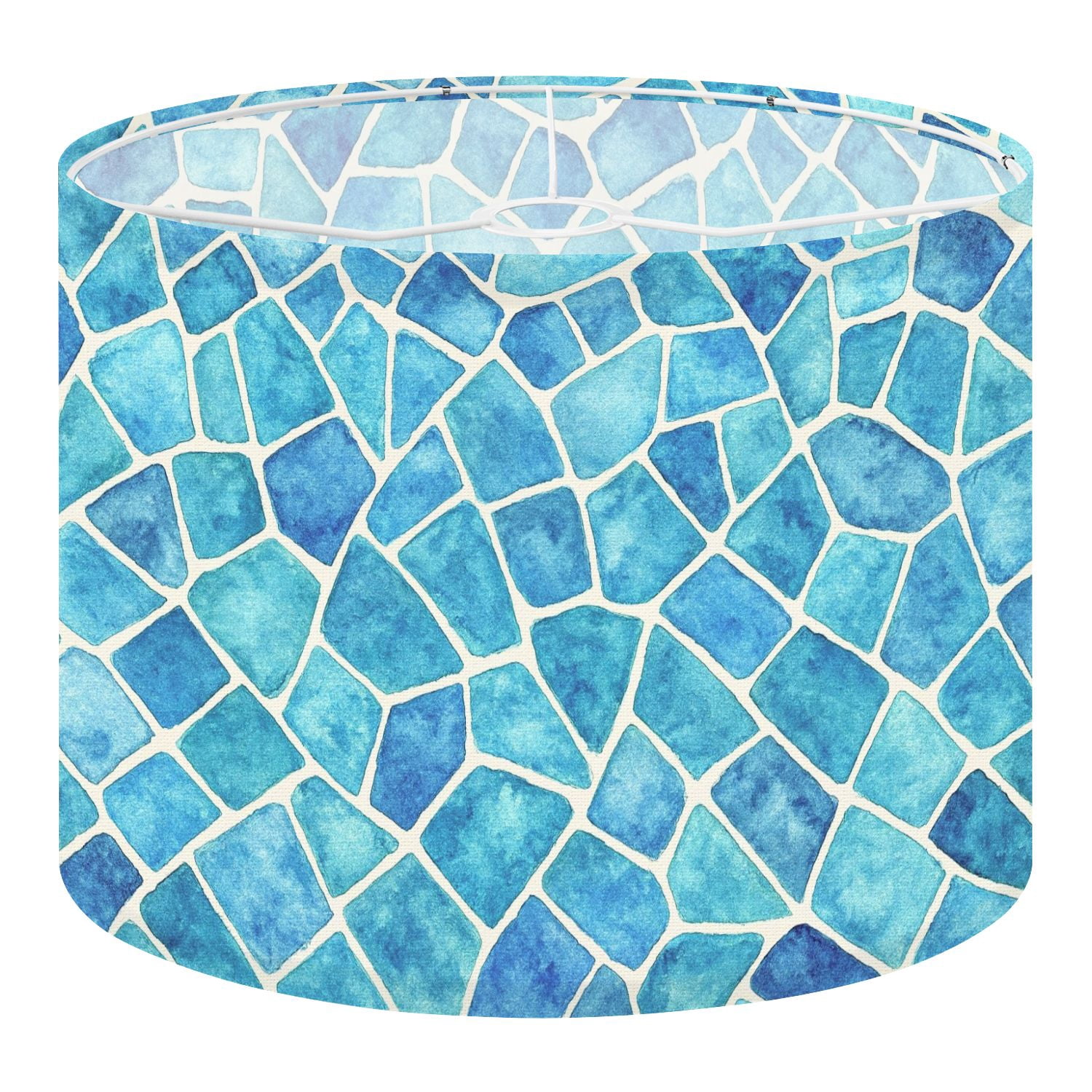 Linen Drum Lampshades Seamless Mosaic Texture Blue Watercolor Geometric ...