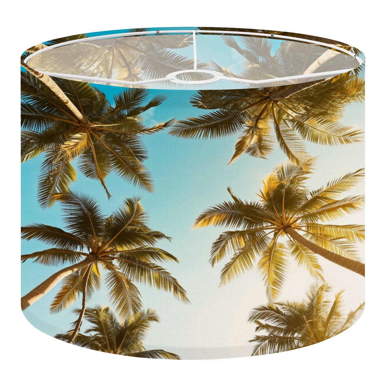 Linen Drum Lampshades Summer Low angle view tropical palm trees clear ...