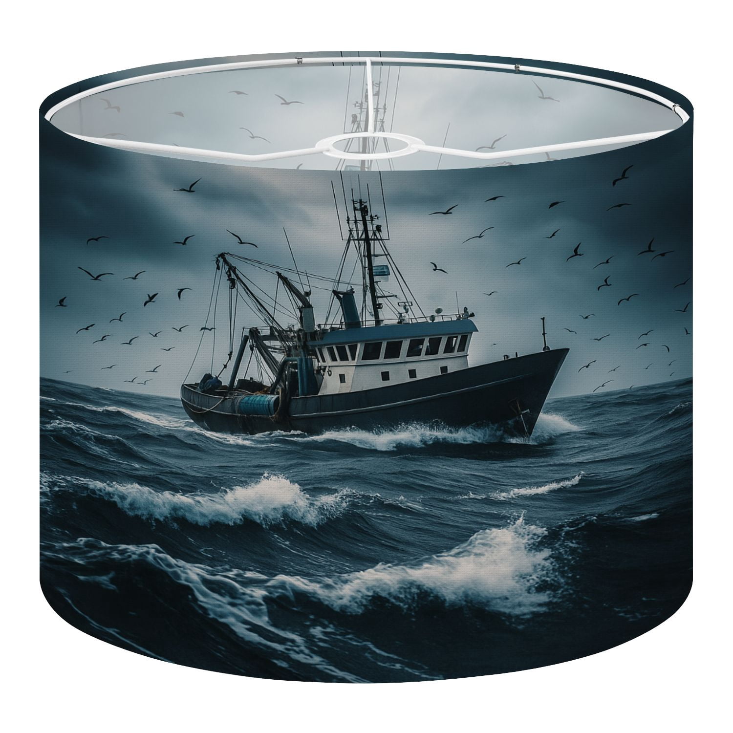 Linen Drum Lampshades Trawler Fishing Boat Sea Fishing Nautical Vessel ...