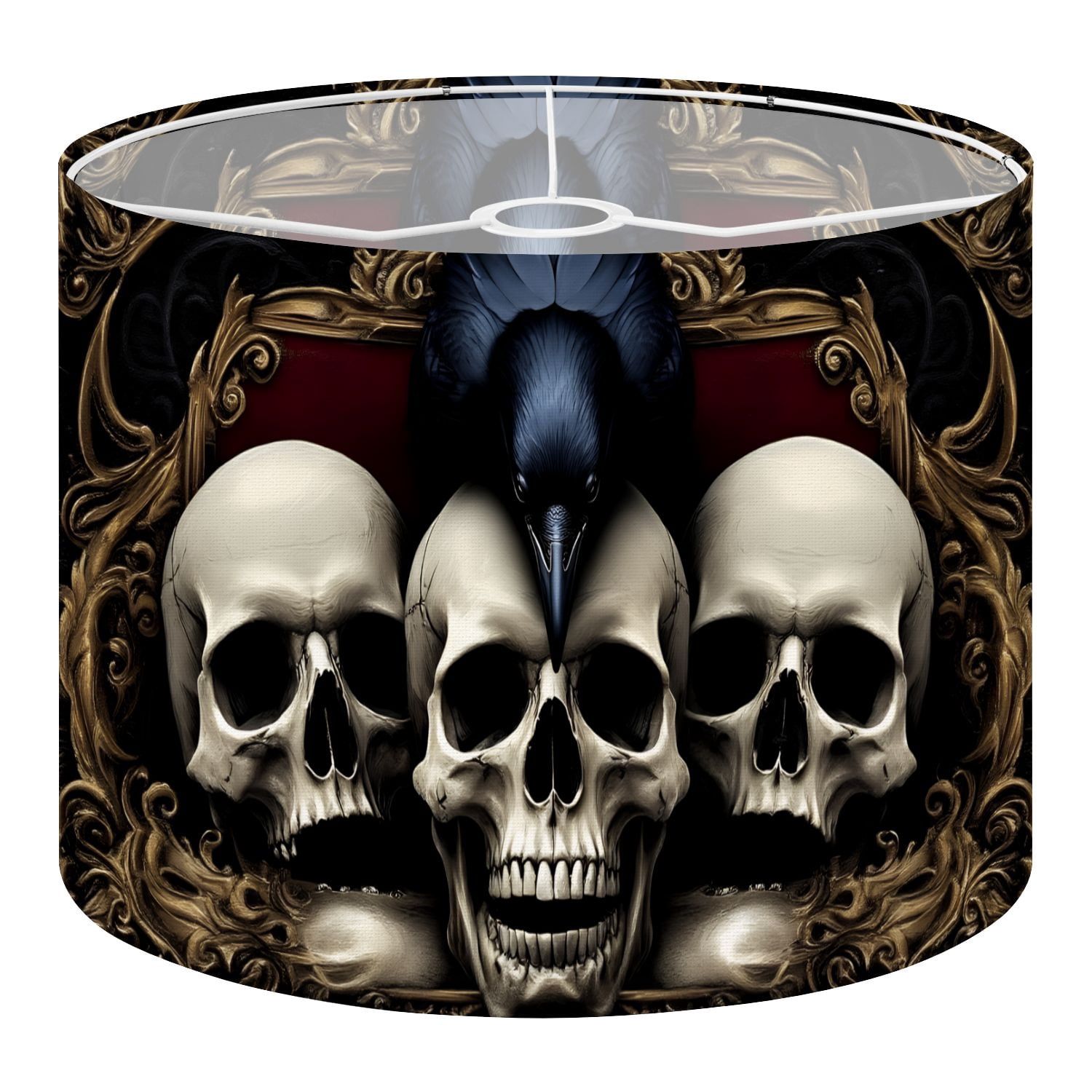 Linen Drum Lampshades Vintage Black Crow Skull Gothic Style Halloween ...