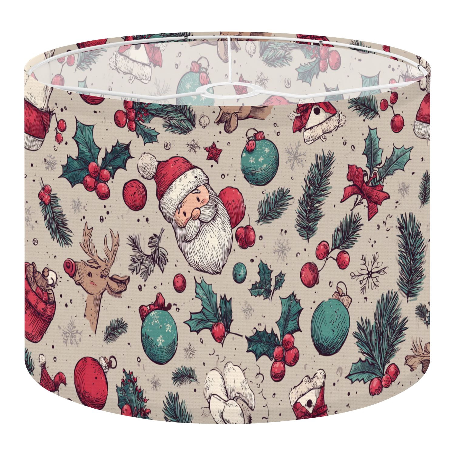 Linen Drum Lampshades Vintage Christmas Santa Claus Pictures Retro ...