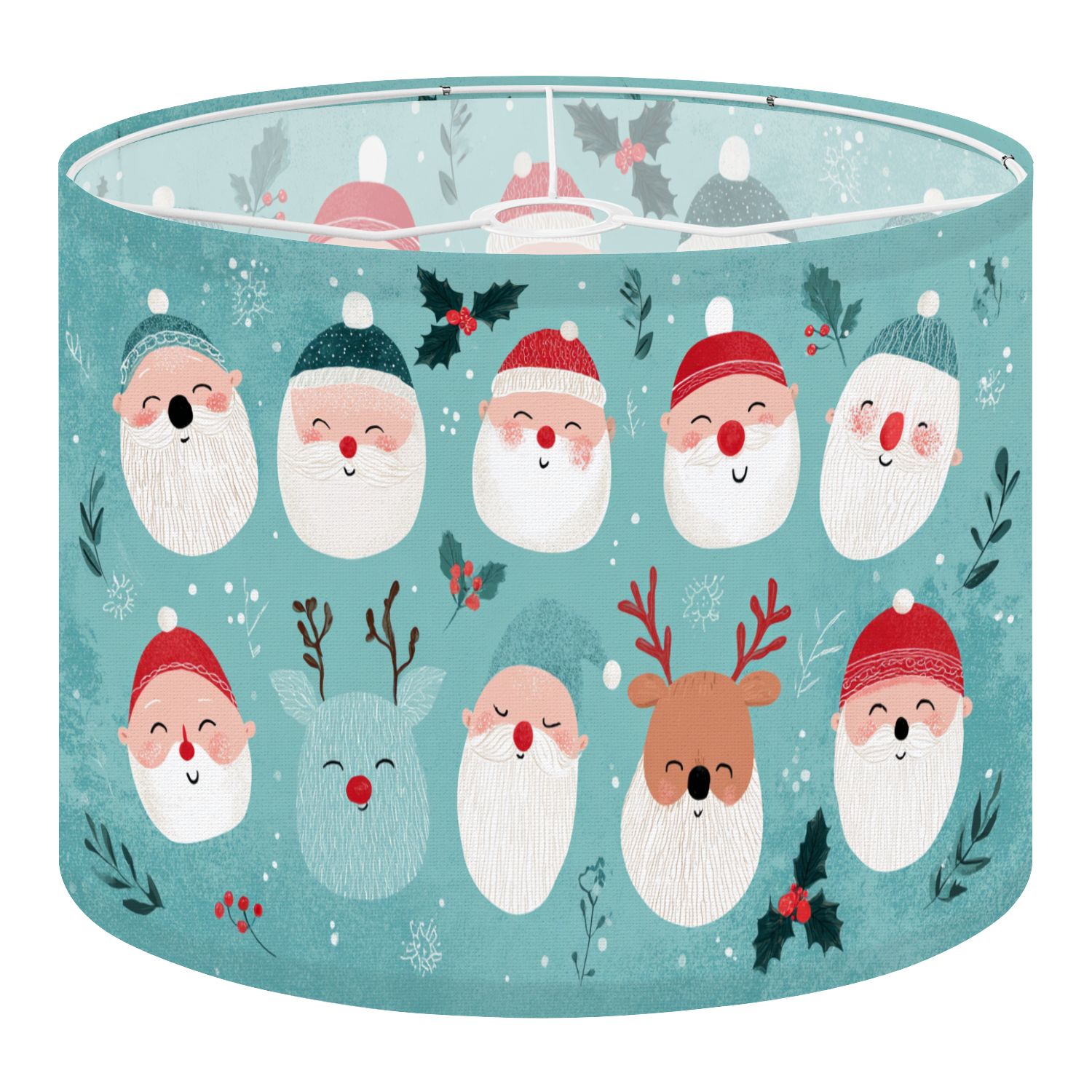 Linen Drum Lampshades Vintage Christmas Santa Claus Pictures Retro ...
