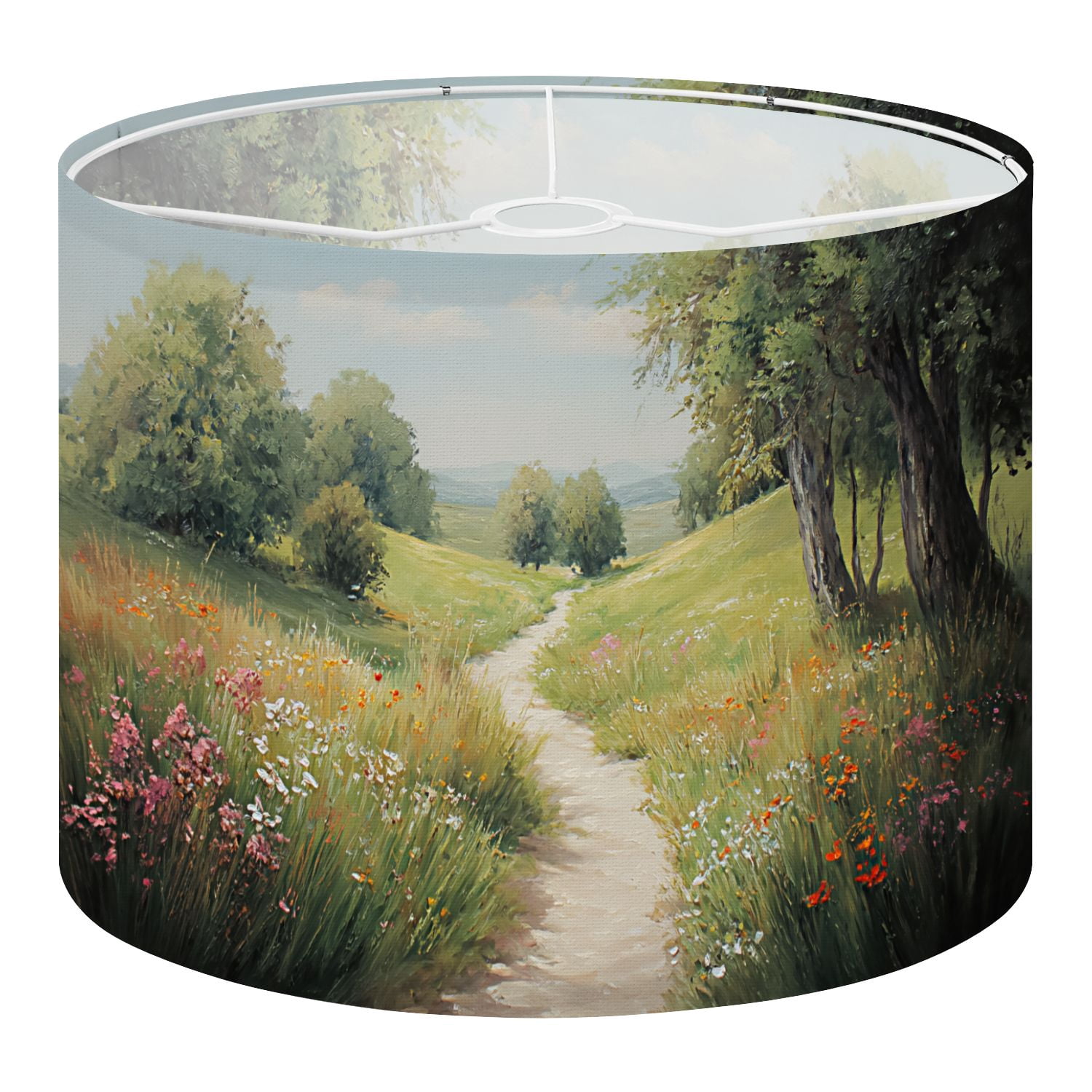 Linen Drum Lampshades Vintage Wildflower Landscape Floral Spring ...
