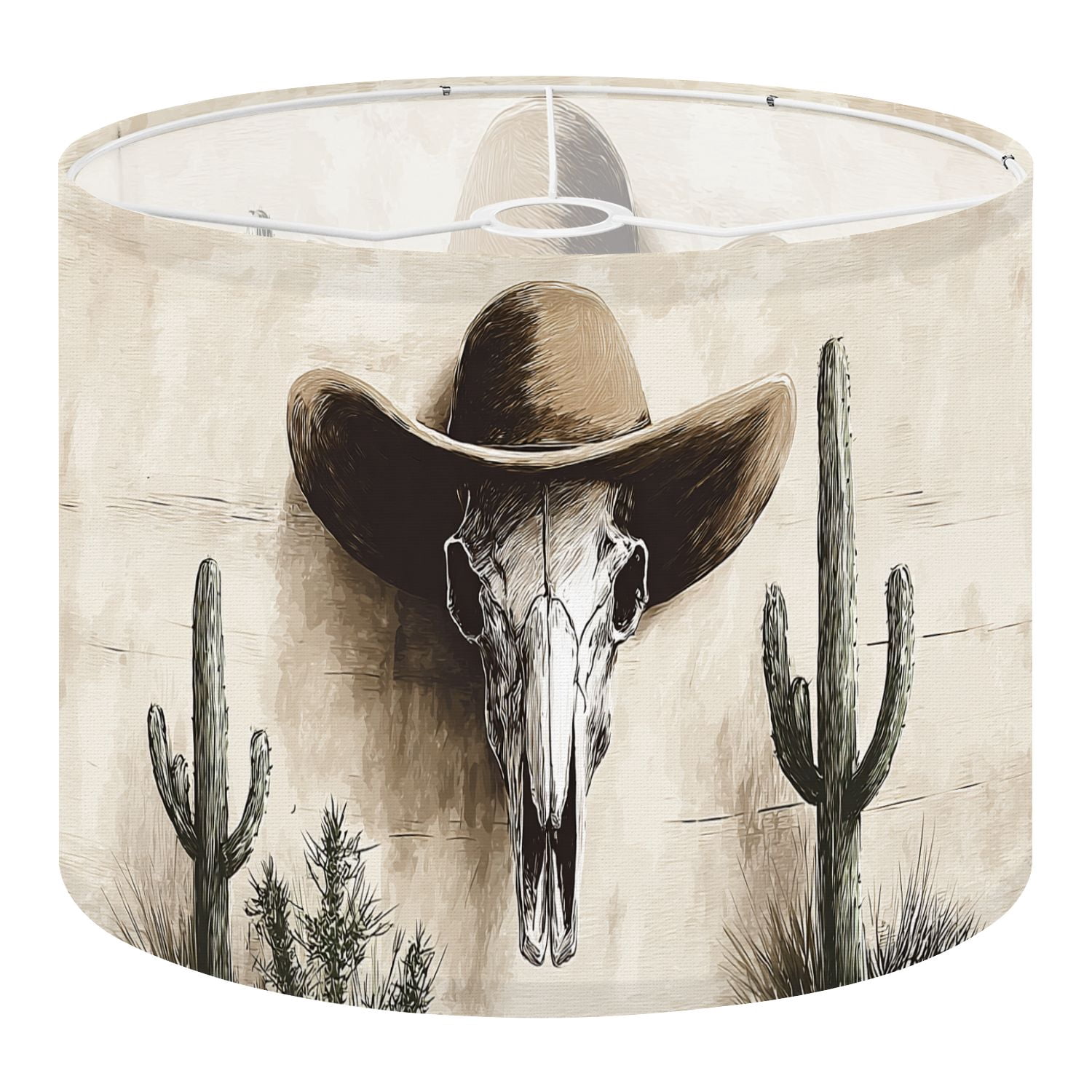 Linen Drum Lampshades Western Cowboy Cowboy Hat Boots Cow Skull ...
