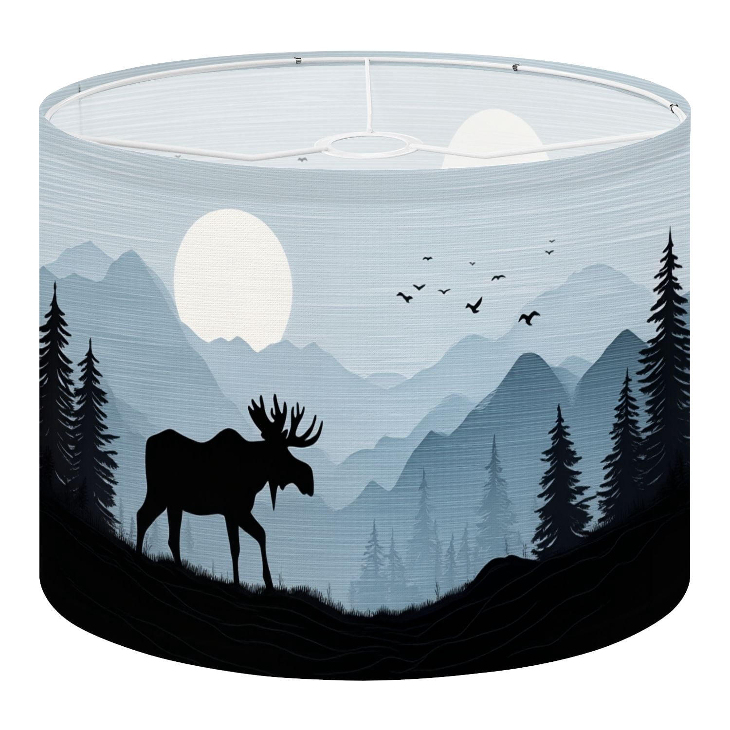 Linen Drum Lampshades Wild Animal Rustic Cabin Bear Elk Forest ...