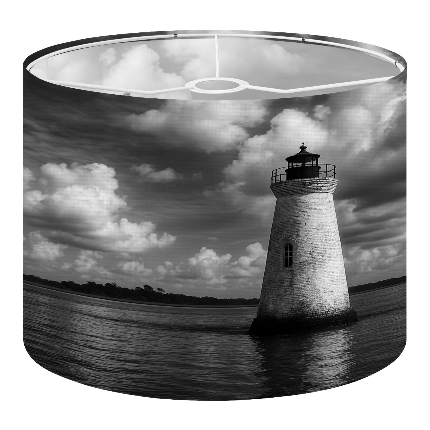 Linen Drum Lampshades cockspur lighthouse beacon warning nautical ocean ...