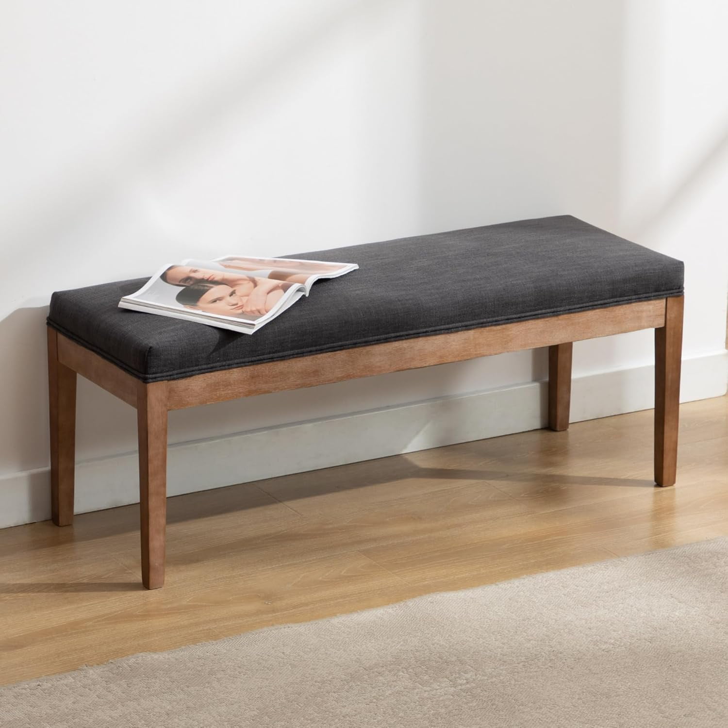 Linen Entryway Bench Farmhouse Dining Benches Upholstered Bedroom Bench ...