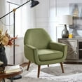 Linen Fabric Accent Chair, Mid Century Armchair with Wooden Legs, Modern Upholstered Reading ...