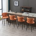 Linen Fabric Counter Height Bar Chairs 180°Swivel Bar Stool Tufted ...