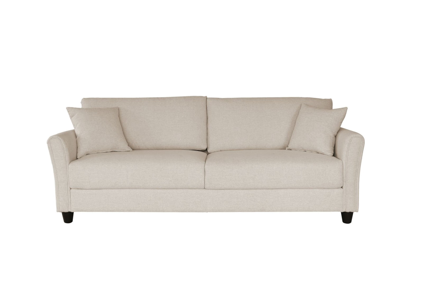 Linen Fabric Indoor Sofa, 3 seat Upholstered Couch with Two Throw ...