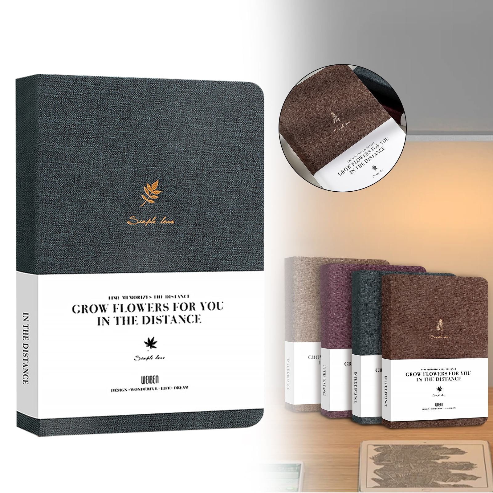 Linen Fabric Premium A5 Hardcover Lined Notebook Journal Medium 19x 13x ...