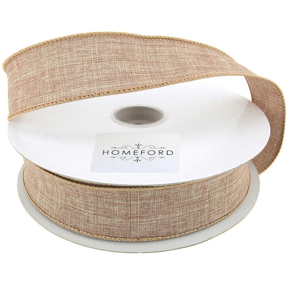 Linen Fabric Ribbon Wired Edge, 1-1/2-Inch, 50 Yards, Toffee - Walmart.com