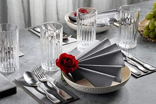 Linen-Feel Grey Paper Napkins - Decorative Cloth-Like Disposable Dinner ...