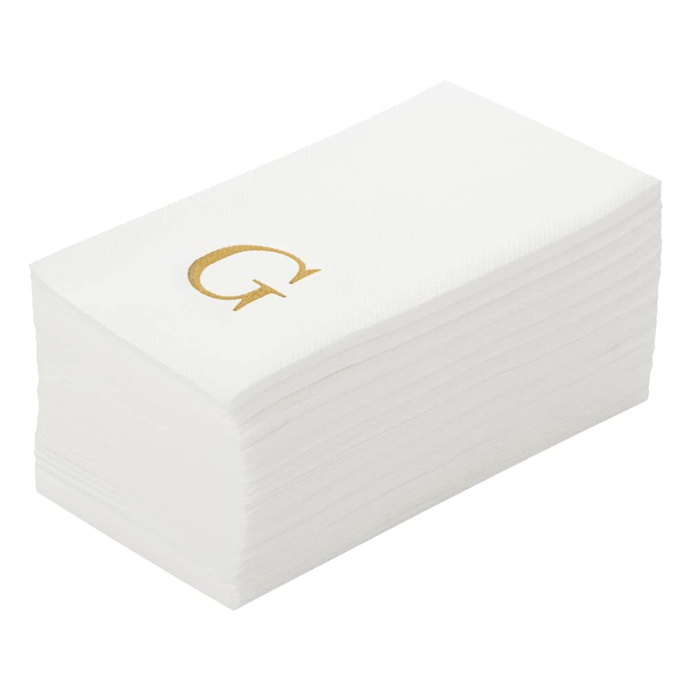 Linen Feel Guest Towels 15.8x7.9 Inch 50 Pack, Gold Letter G Paper ...
