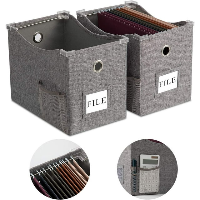 Baseshop Linen File Organizer with Extra Mesh Pocket, 2 Count - Walmart.com