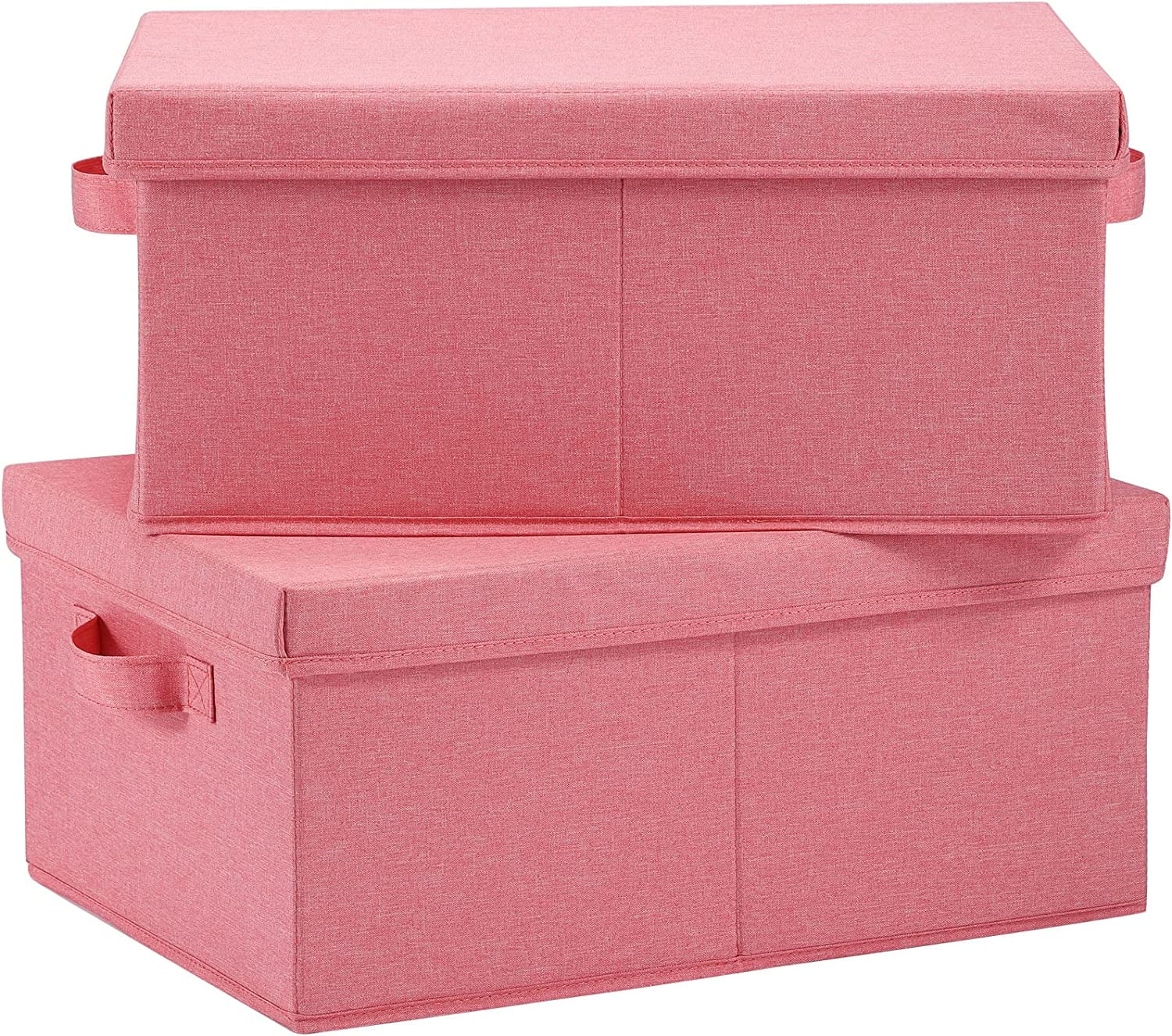 Linen Foldable Storage Bins with Lids, 2 Pack, Storage Boxes with ...