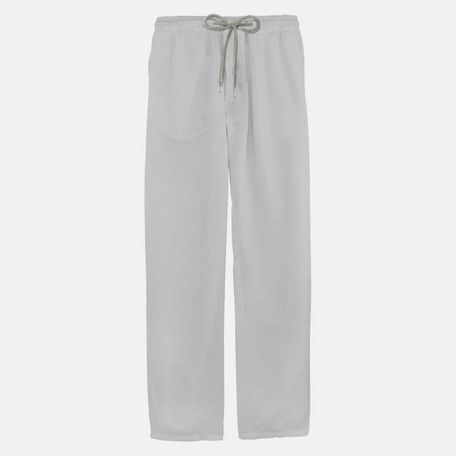 Gray Work Pants, Men Sweatpants, Weekend Linen Mens Cargo Pants Relaxed ...