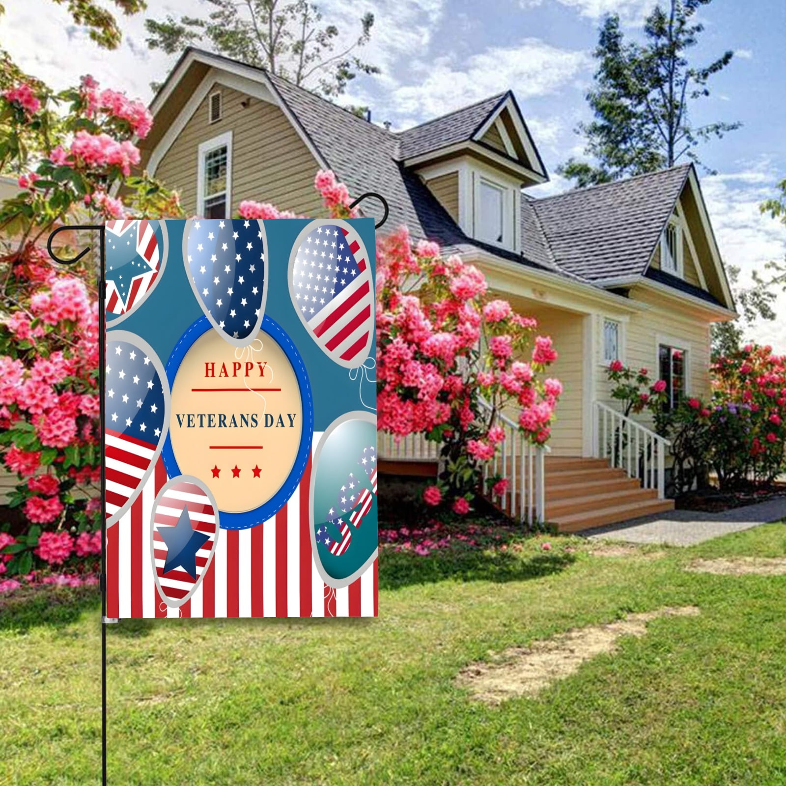 Linen Garden Flag Banner - Veterans Day Outdoor Home Decor – Happy ...