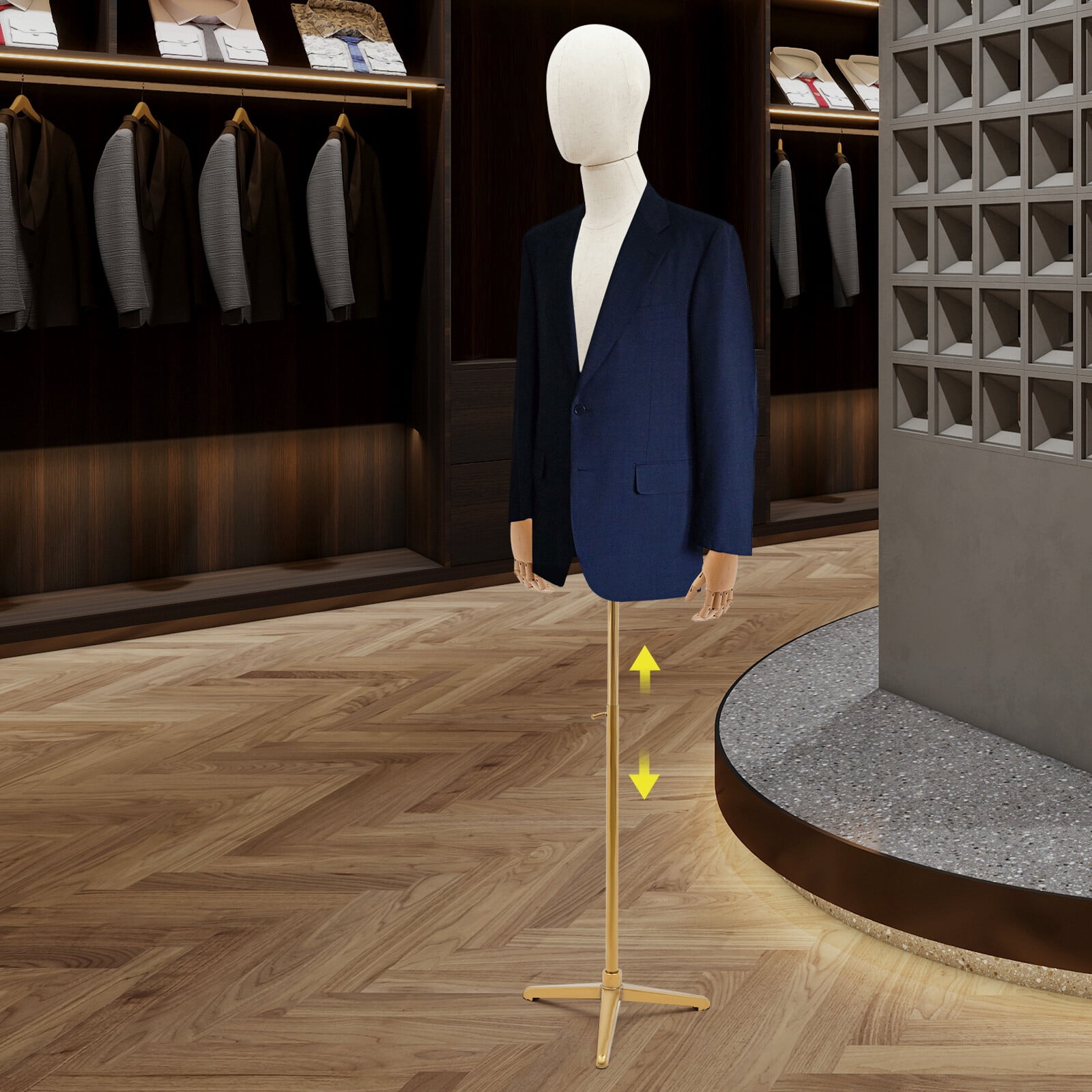 Linen+Gold Poseable Male Dress Form Display Adjustable Posture Clothing ...
