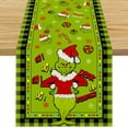 Linen Green Christmas Table Runner Long Merry Christmas Xmas Winter ...
