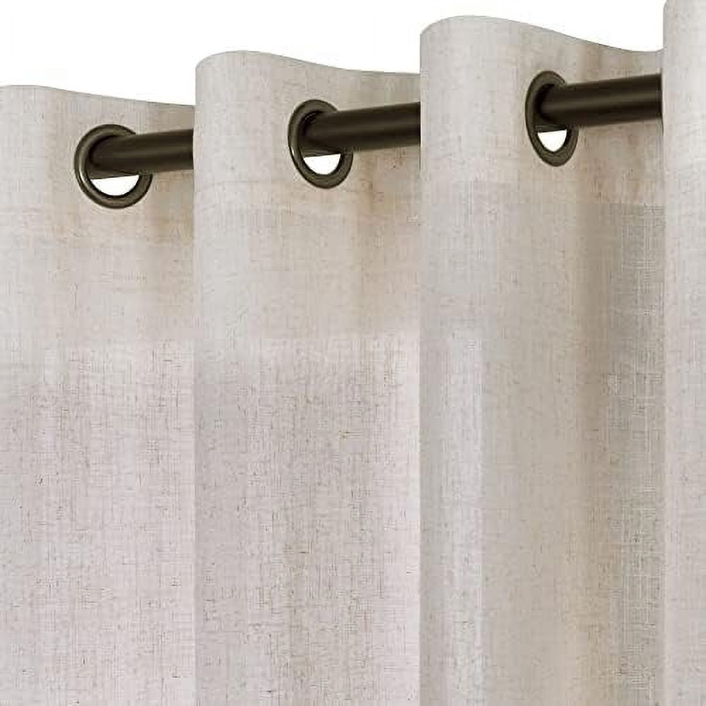 Linen Grommet Curtains for Living Room,Semi Sheer Boho Farmhouse ...