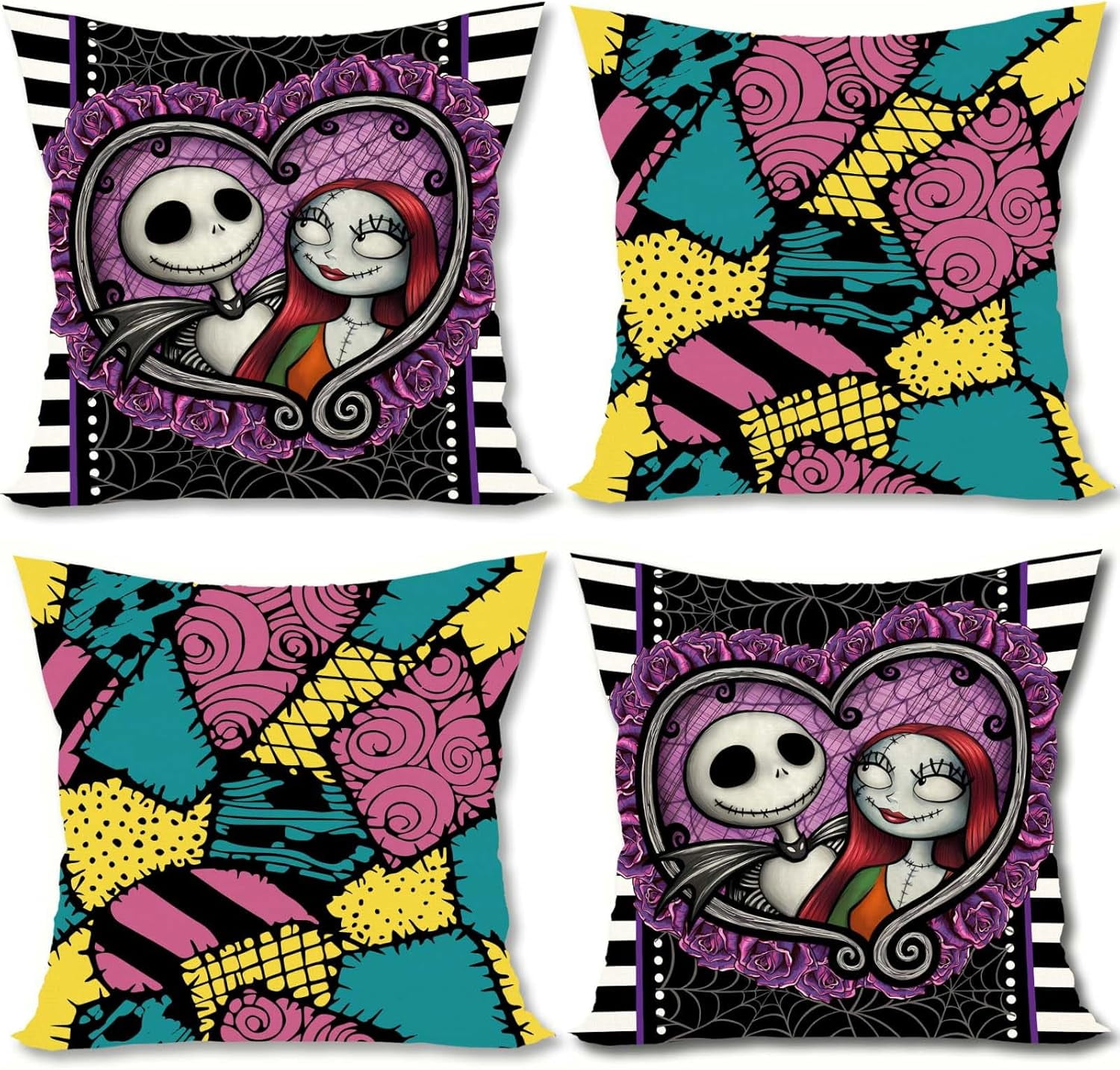 Linen Halloween Pillow Covers 18x18 Set of 4 Throw Pillow Case ...