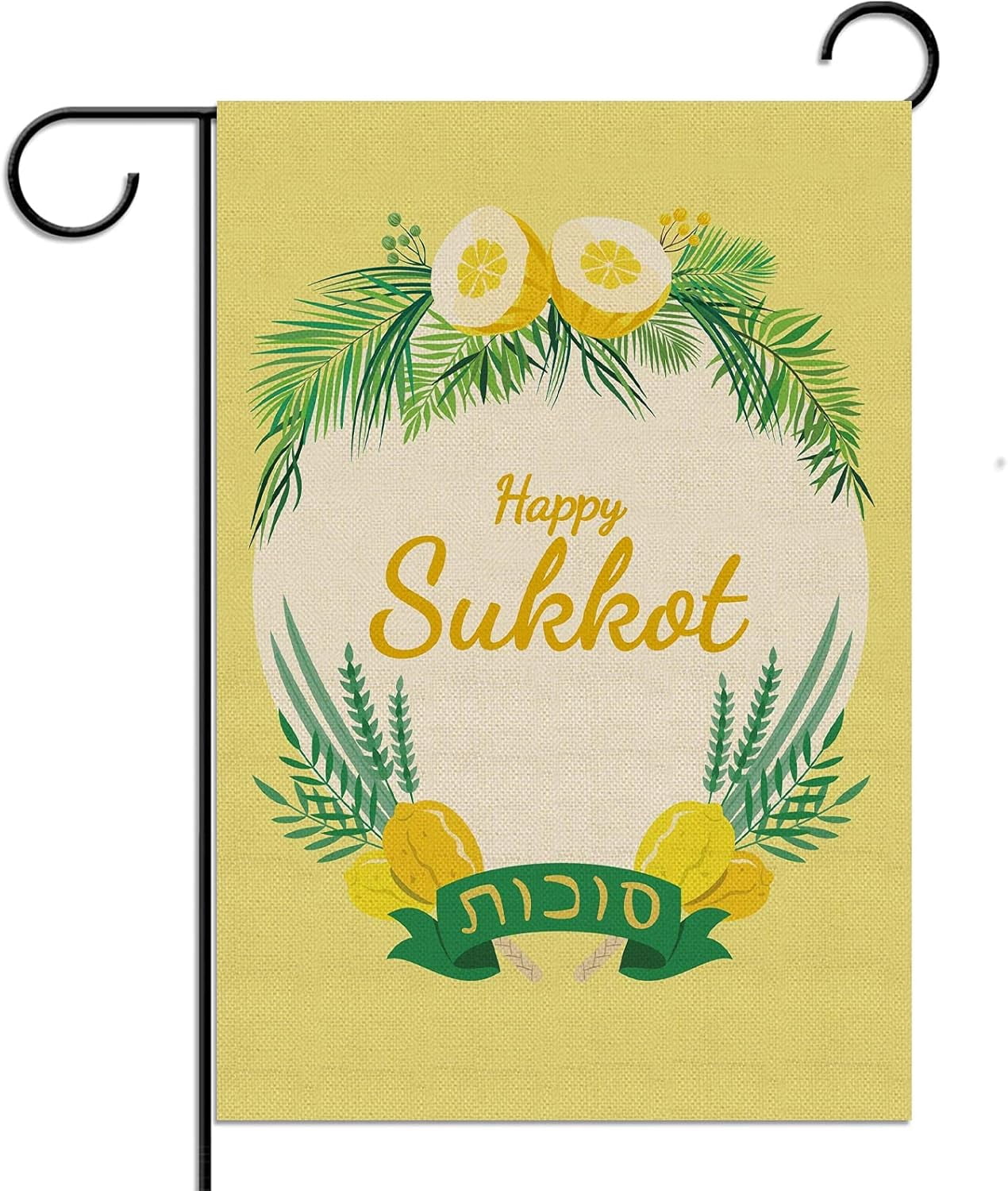 Linen Happy Sukkot Garden Flag Jewish Fall Festival Seven-day ...