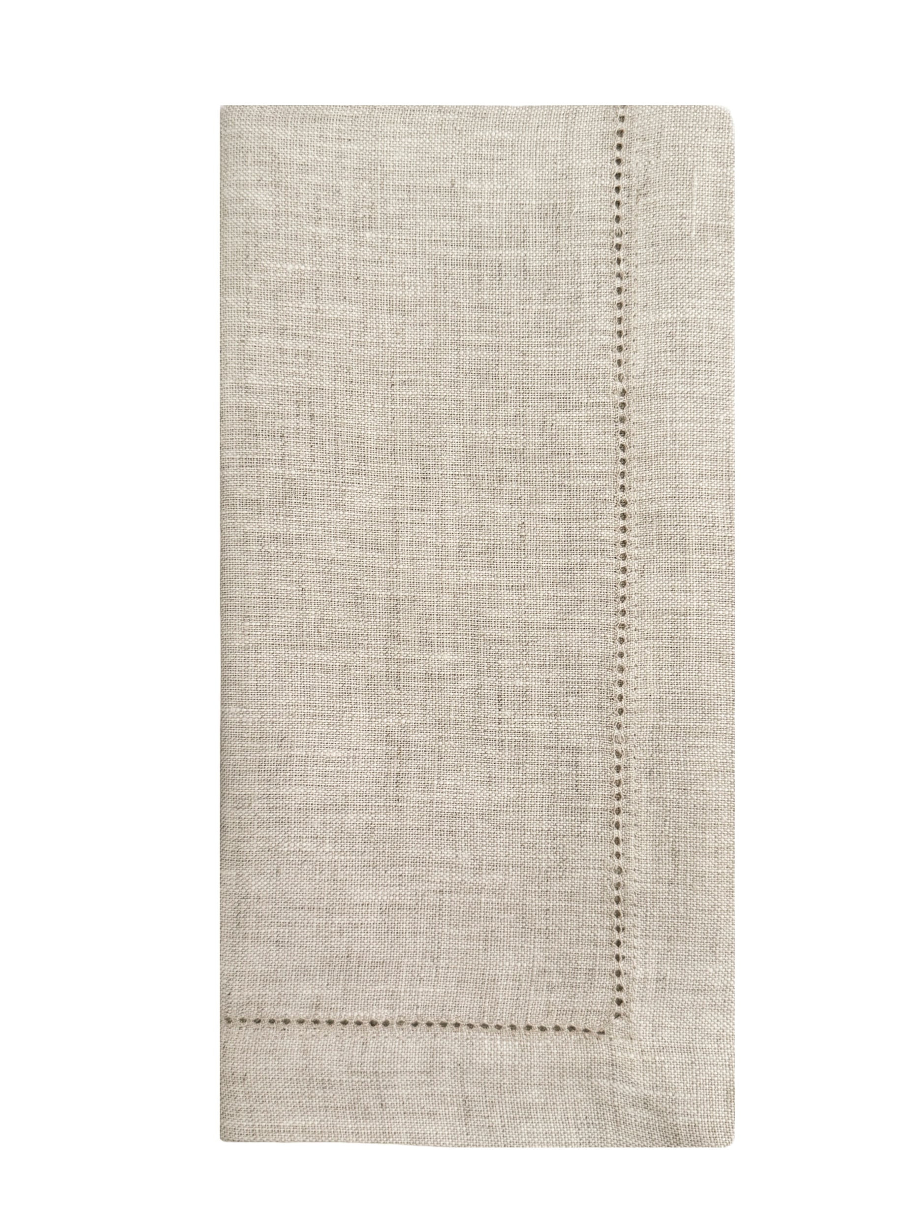 Linen Hemstitch Napkins- Set of 4 Natural Beige - Walmart.com