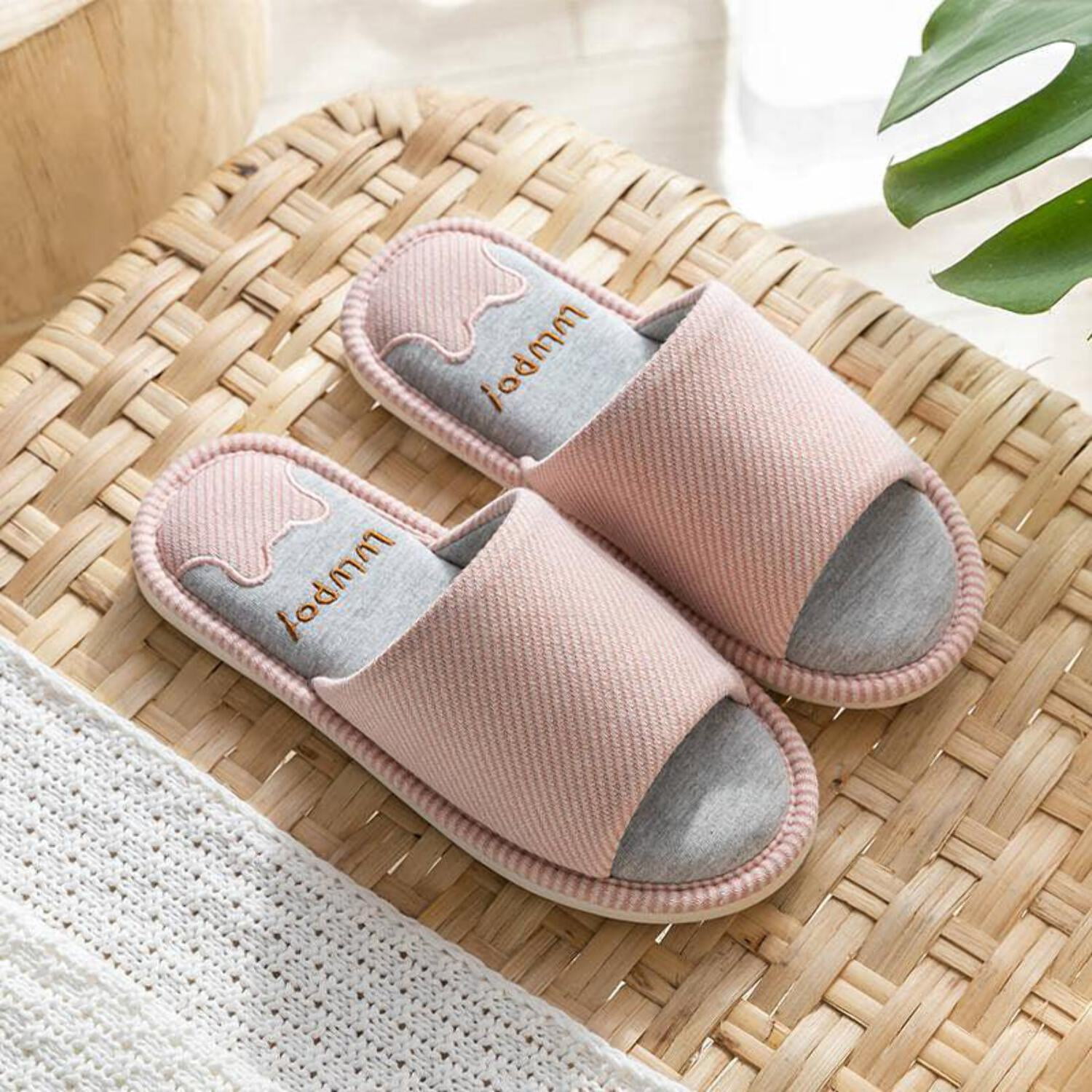 Linen Home Platform Slippers - Walmart.com