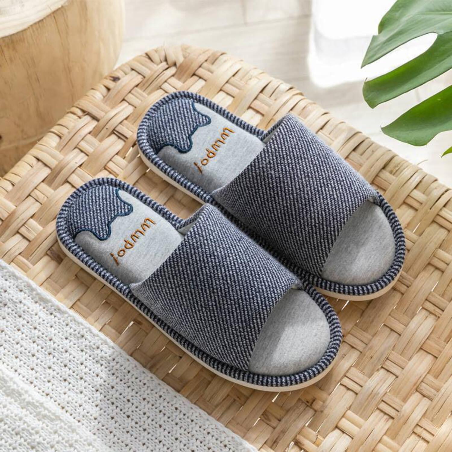 Linen Home Platform Slippers - Walmart.com
