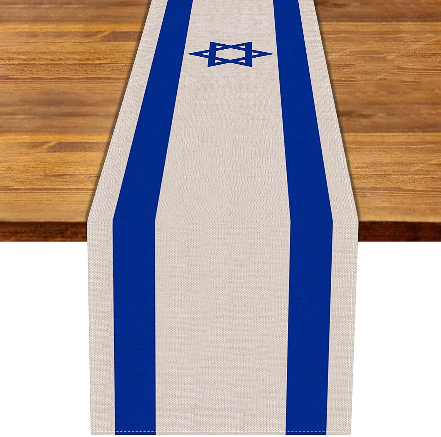 Linen Israeli Flag Table Runner Jewish Table Decoration Passover Rosh ...