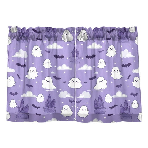 Linen Kitchen Curtains Halloween Cartoon Ghost Tier Curtains Tier ...