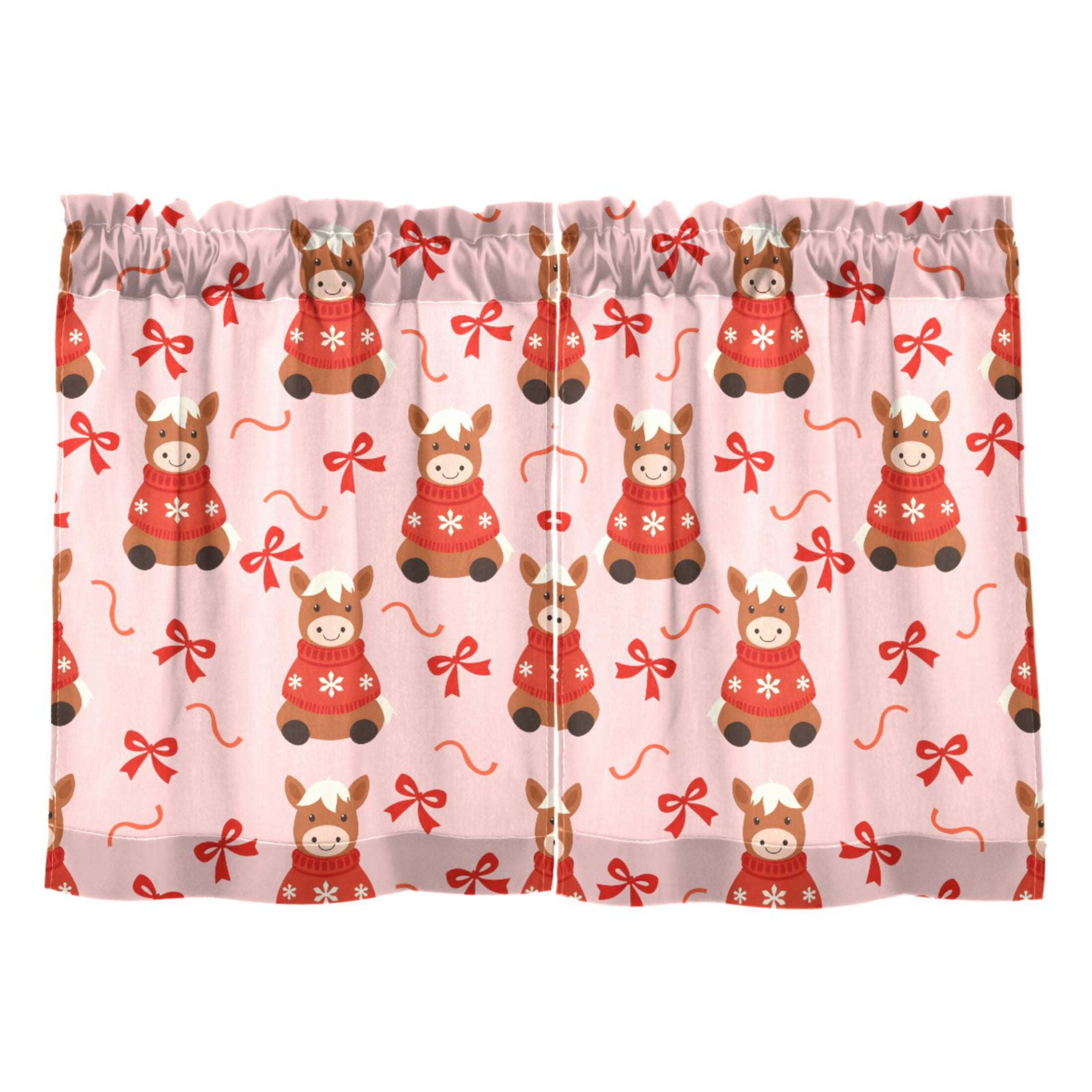 Linen Kitchen Curtains Horse Bow Pattern Tier Curtains Tier Kitchen ...