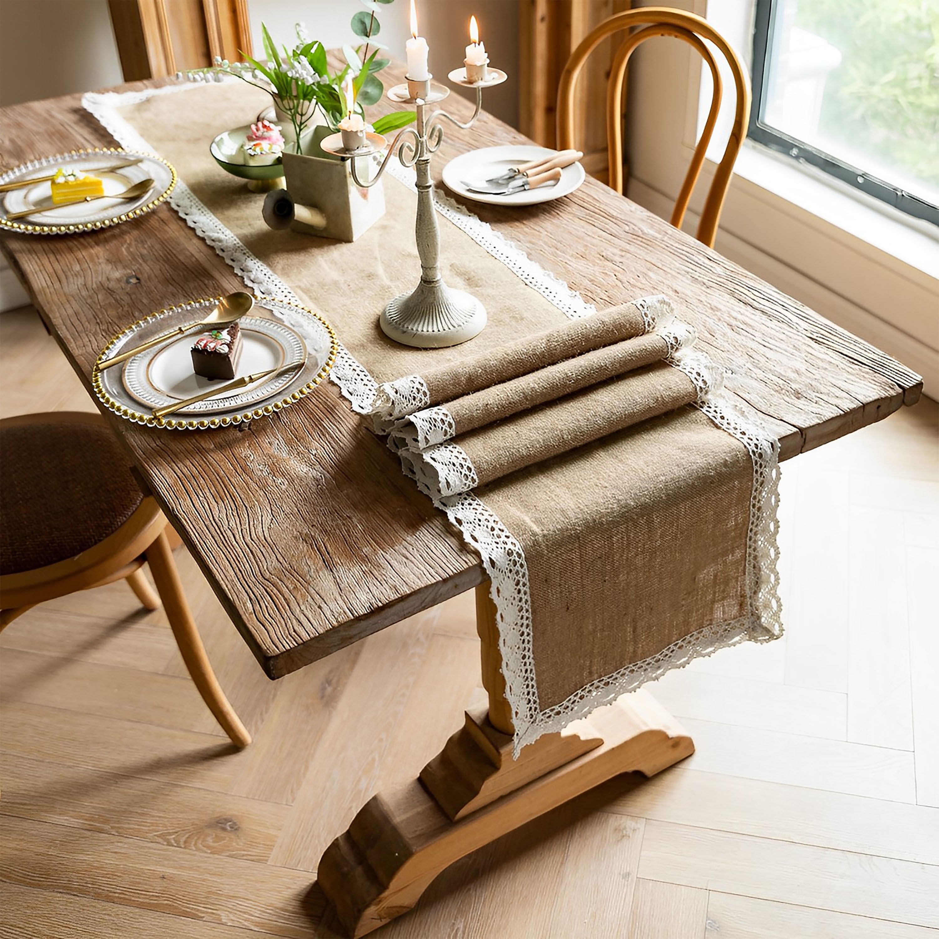 Linen Knitted Table Runners 4Pcs Placemats With Matching Placemats With ...